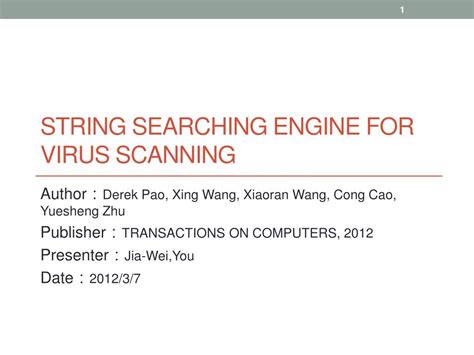 Ppt String Searching Engine For Virus Scanning Powerpoint