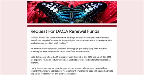 Request For Daca Renewal Funds Rdeepgreenresistance