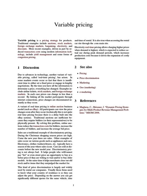 Variable Pricing 1 Discussion 2 See Also Pdf Marketing Economic Institutions