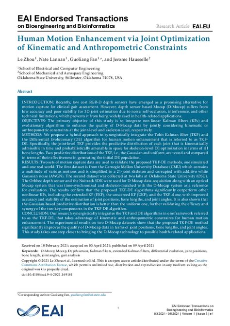 Pdf Human Motion Enhancement Via Joint Optimization Of Kinematic And