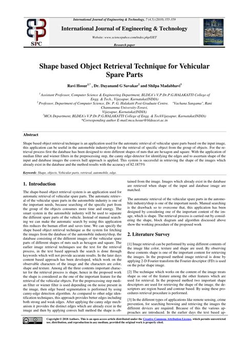 Pdf Shape Based Object Retrieval Technique For Vehicular Spare Parts