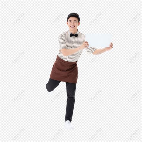 웨이터 화이트 보드를 손에 들고 Png 일러스트 무료 다운로드 Lovepik
