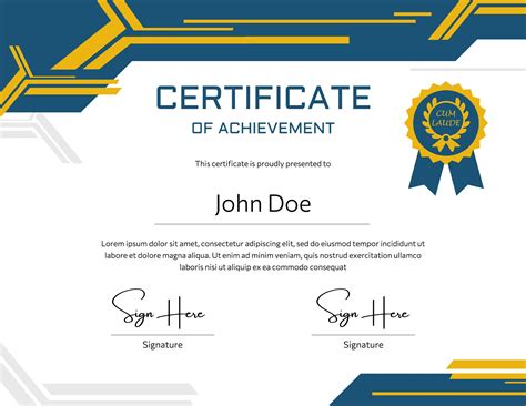 Blue And Gold It Theme Certificate Design 39898626 Template