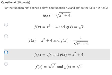 solved question 6 10 points for the function h x defined