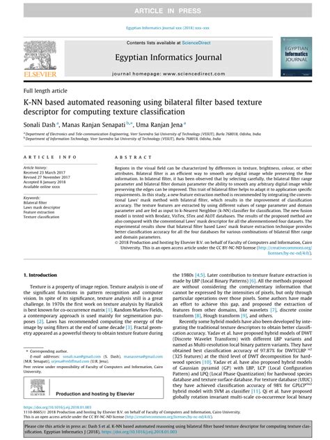 Pdf K Nn Based Automated Reasoning Using Bilateral Filter Based Texture Descriptor For