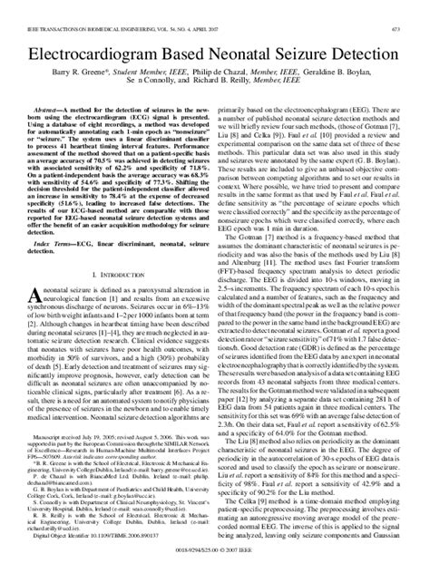 Pdf Electrocardiogram Based Neonatal Seizure Detection