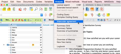 the agreement testing concept in maxqda
