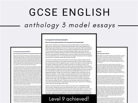 igcse english model essays anthology section 3 grade 9 achieved etsy uk