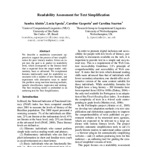 Readability Assessment For Text Simplification Acl Anthology