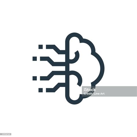 미래 기술 개념에서 두뇌 아이콘 벡터 뇌 편집 가능한 뇌졸중의 얇은 선 그림 웹 및 모바일 앱 로고 인쇄 미디어에 사용하기 위한 두뇌 선형 기호 건강관리와 의술에 대한 스톡