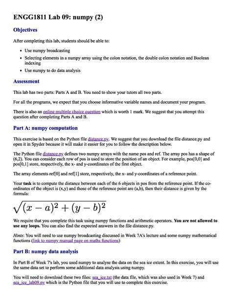 Lab 9 Numpy Part 2 Lab 9 Part 2 Code Engg1811 Studocu