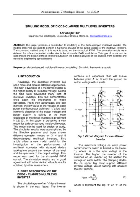 Pdf Simulink Model Of Diode Clamped Multilevel Inverters Adrian