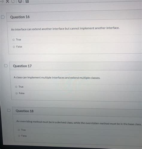 Solved Question 16 An Interface Can Extend Another Interface