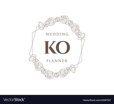 Ko Initials Letter Wedding Monogram Logos Vector Image
