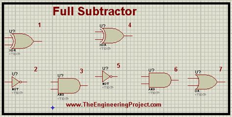 2 Bit Full Subtractor In Proteus Isis The Engineering Projects
