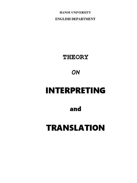 Theory On Interpreting And Translation An Introduction To Key Concepts