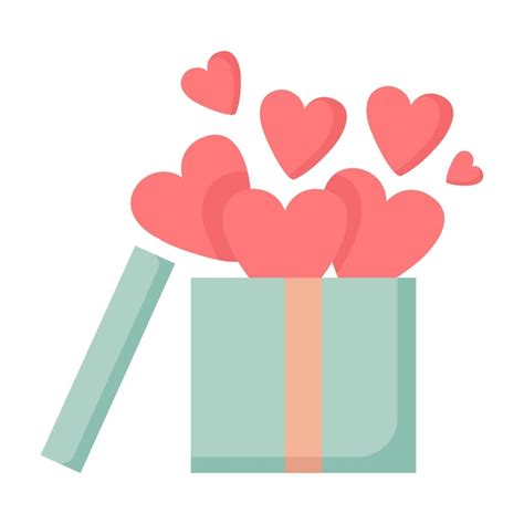 마음으로 귀여운 낙서 사랑 선물 상자입니다 손으로 그린 벡터 일러스트 레이 션 프리미엄 벡터