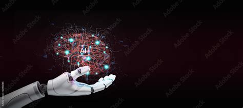 Ai Brain Low Poly Wire Frame Mesh Of Artificial Intelligence Poligonal Line Art In A Robots