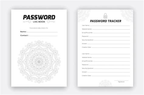 Premium Vector Mandalastyle Password Tracker Daily Planner Log Book
