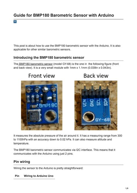Solution Guide For Bmp180 Barometric Sensor With Arduino Studypool