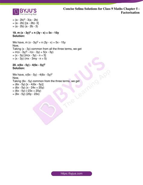 Selina Solutions Class 9 Concise Maths Chapter 5 Factorisation Download Free Pdf