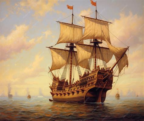 A Historical Representation Of The Mayflower Ship Premium Ai