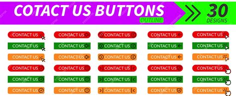 Premium Vector Complete Set Of Contact Us Buttons With Hand Pointer Arrow Pointer And Other