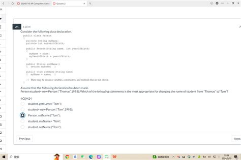 24 1 Point Consider The Following Class Studyx