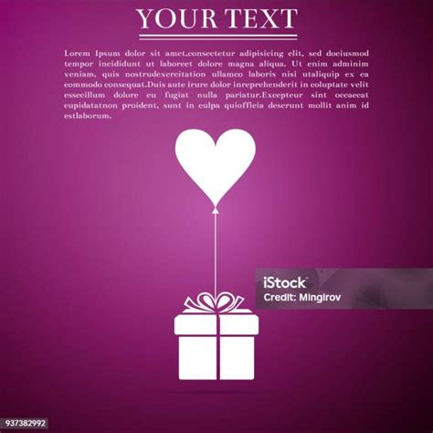 풍선 심장 아이콘 보라색 배경에 고립의 모양으로 선물 발렌타인의 날 결혼식 생일 카드입니다 평면 디자인입니다 벡터 일러스트 레이 션 결혼식에 대한 스톡 벡터 아트 및 기타