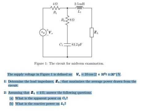 Solved Figure 1 The Circuit For Midterm Examination The