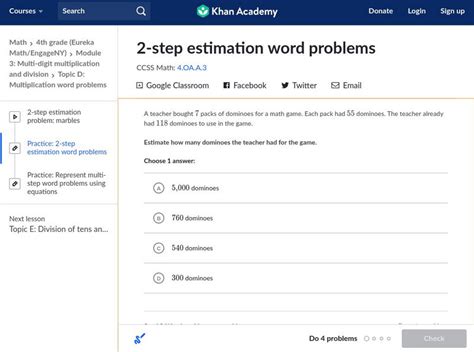 Khan Academy Multi Step Estimation Word Problems Unit Plan For 3rd 5th Grade Lesson Planet