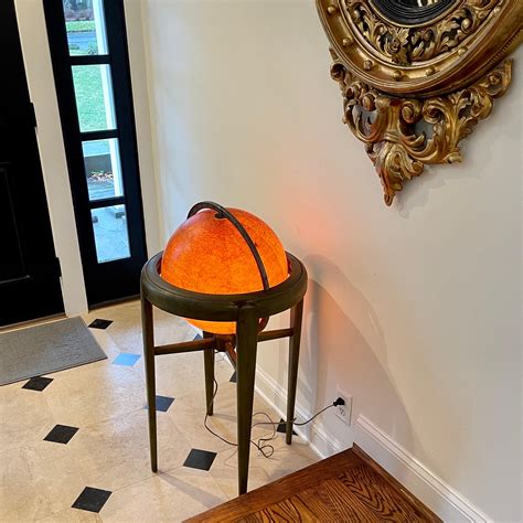 Mid Century Illuminated Replogle World Floor Globe In Wood And Glass Chicago For Sale At 1stdibs