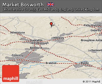Free Shaded Relief Panoramic Map Of Market Bosworth