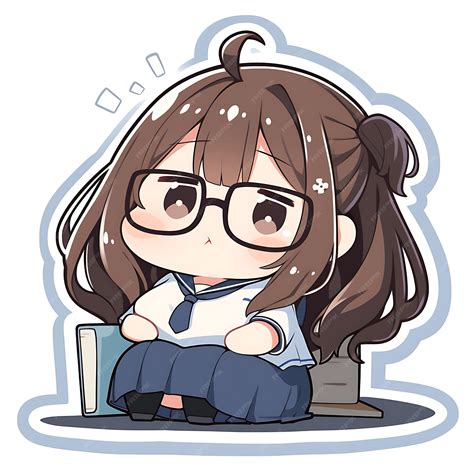 Premium Ai Image Sticker Anime Girl Cute Chubby Cartoon With Bold Vector Bold Line Design With