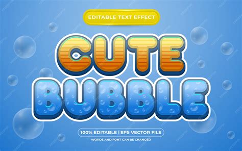 Premium Vector Cute Bubble Editable Text Effect Template Style