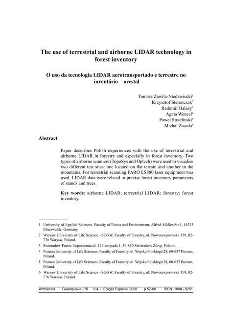 Pdf The Use Of Terrestrial And Airborne Lidar Technology In Forest Inventory