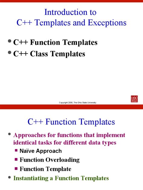 Introduction To C Templates And Exceptions Pdf Parameter Computer Programming C