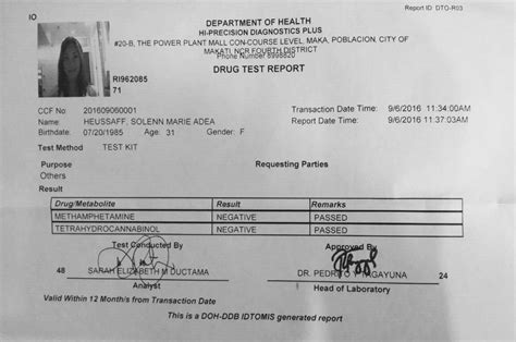 Drug Test Result Sample At Edward Leblanc Blog