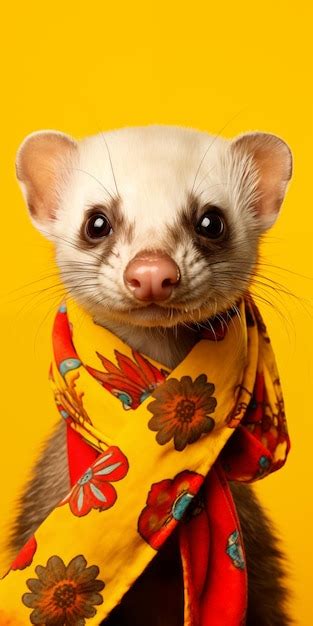 Premium Photo There Is A Ferret With A Bandana Around Its Neck