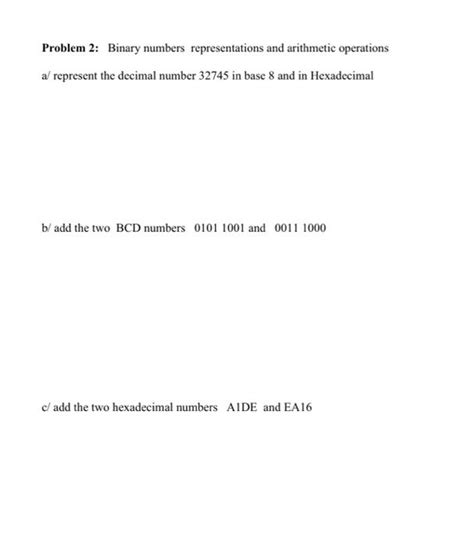 Solved Problem 2 Binary Numbers Representations And