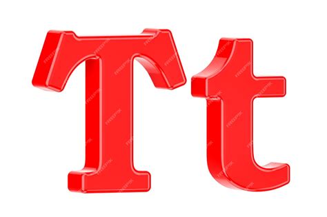 Premium Photo English Red Letter T With Serifs 3d Rendering