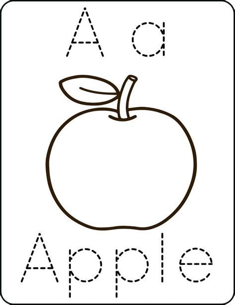 A For Apple Coloring Worksheet Printable