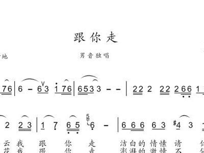 跟你走 男声独唱 歌谱 简谱