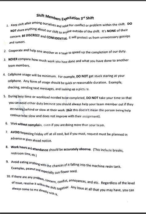 This Old Wadded Up Scan Of 3rd Shift Rules From My Old Job Rantiwork