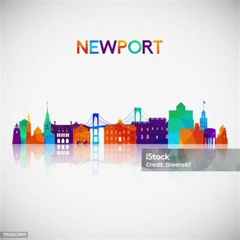 다채로운 기하학적 스타일의 뉴포트 스카이 라인 실루엣입니다 디자인에 대 한 기호입니다 벡터 일러스트입니다 건물 외관에 대한 스톡 벡터 아트 및 기타 이미지 Istock