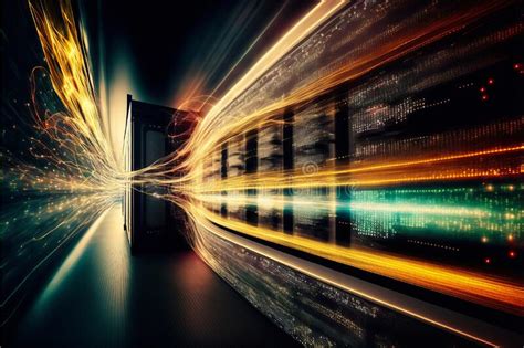 Server Room Data Center With Cinematic Lighting Generative Ai Stock Illustration Illustration