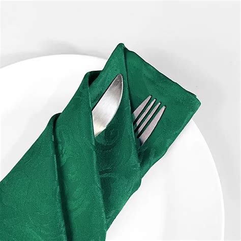Damask Swirl Pattern Table Napkins Polyester Serviette Green