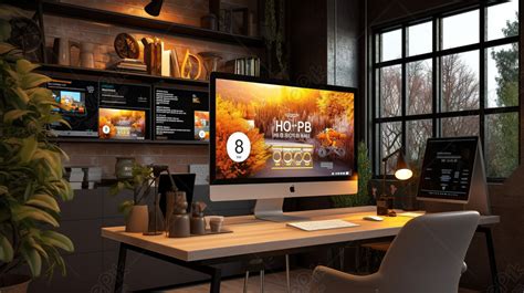 반응형 디지털 마케팅 웹 사이트가 화면에 표시되는 홈 오피스의 3d 렌더링 홈 오피스 배경 반응형 배경 화면에 배경 이미지 Hd 홈 오피스 반응형 화면에 배경