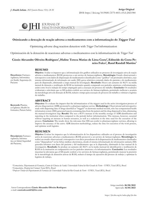 Pdf Optimizing Adverse Drug Reaction Detection With Trigger Tool Informatization