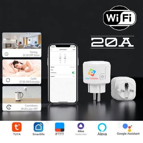 Jual Tuya Smart EU Plug WiFi 20A Timer Energy Meter Stop Kontak Colokan Shopee Indonesia